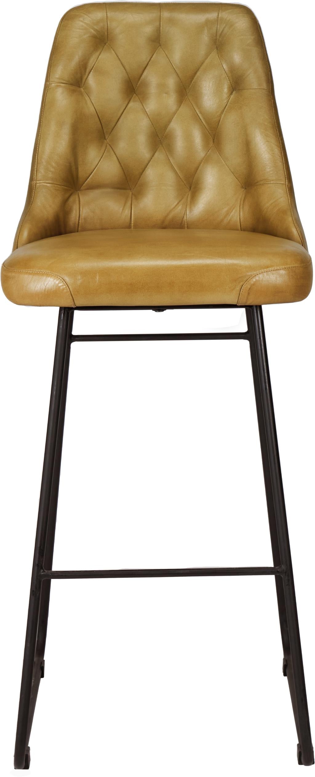 Camillo Mustard Leather Diamond Back Bar Stool – Modern Rattan Ltd
