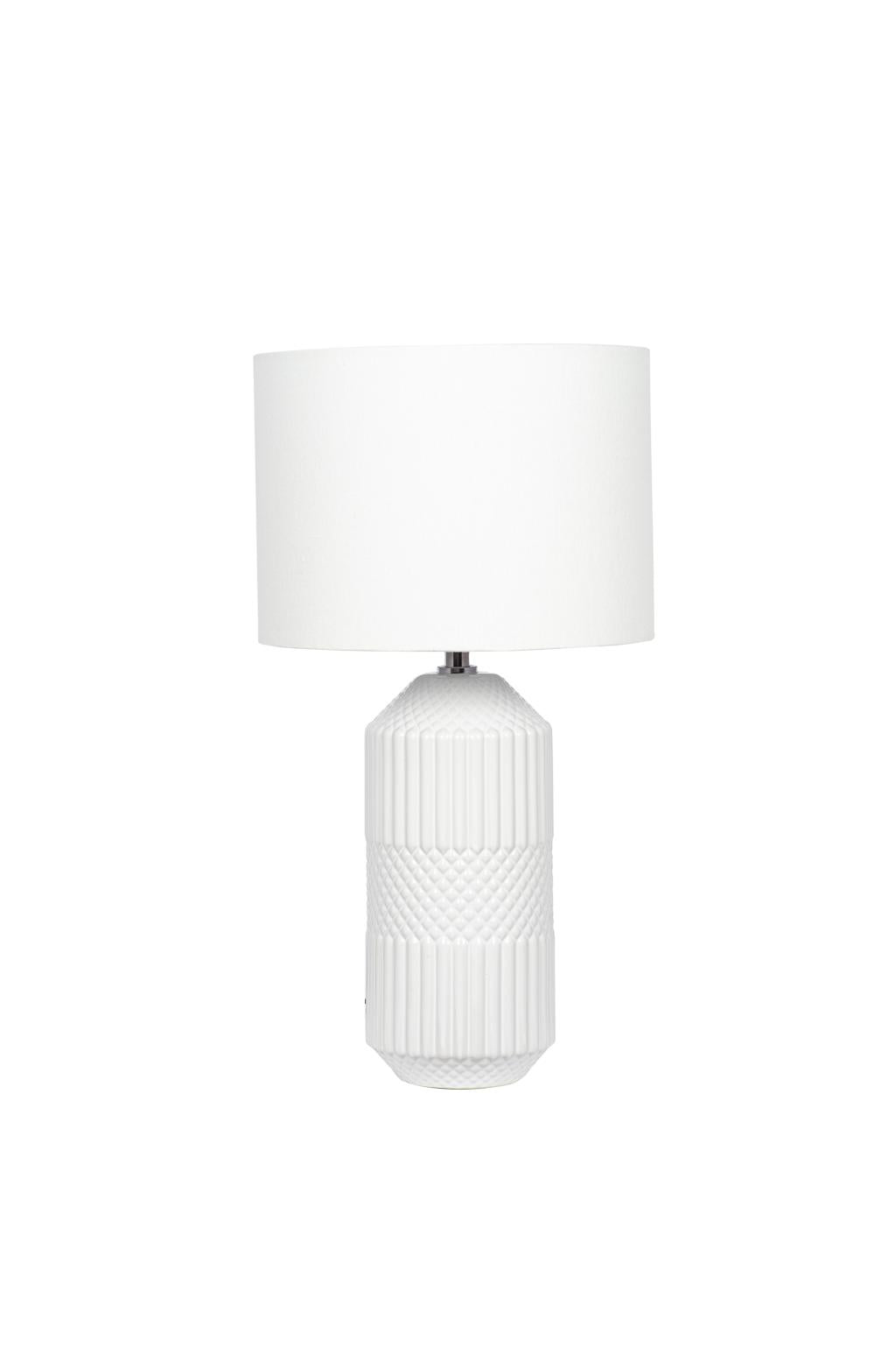 Meribel White Geo Textured Tall Ceramic Table Lamp – Modern Rattan Ltd