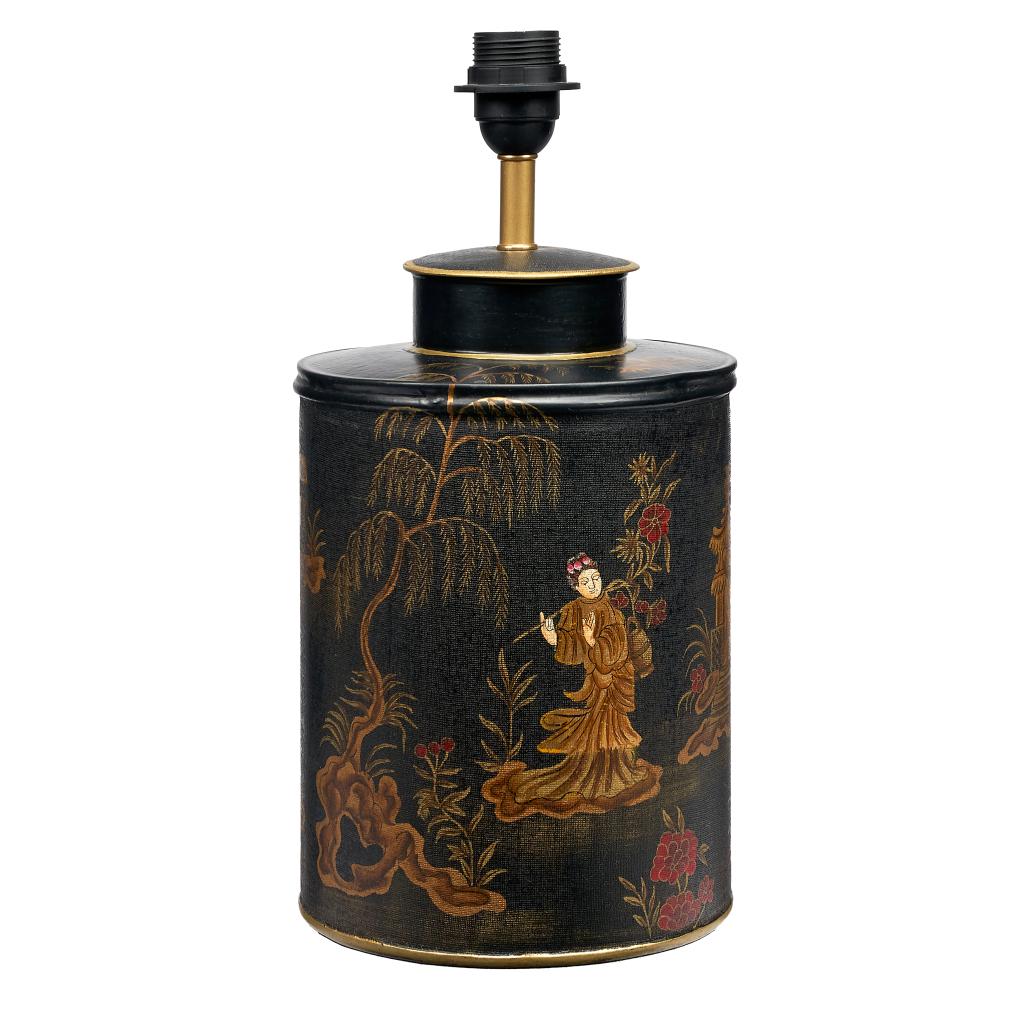 Landscape Black Hand Painted Metal Table Lamp Base – Modern Rattan Ltd
