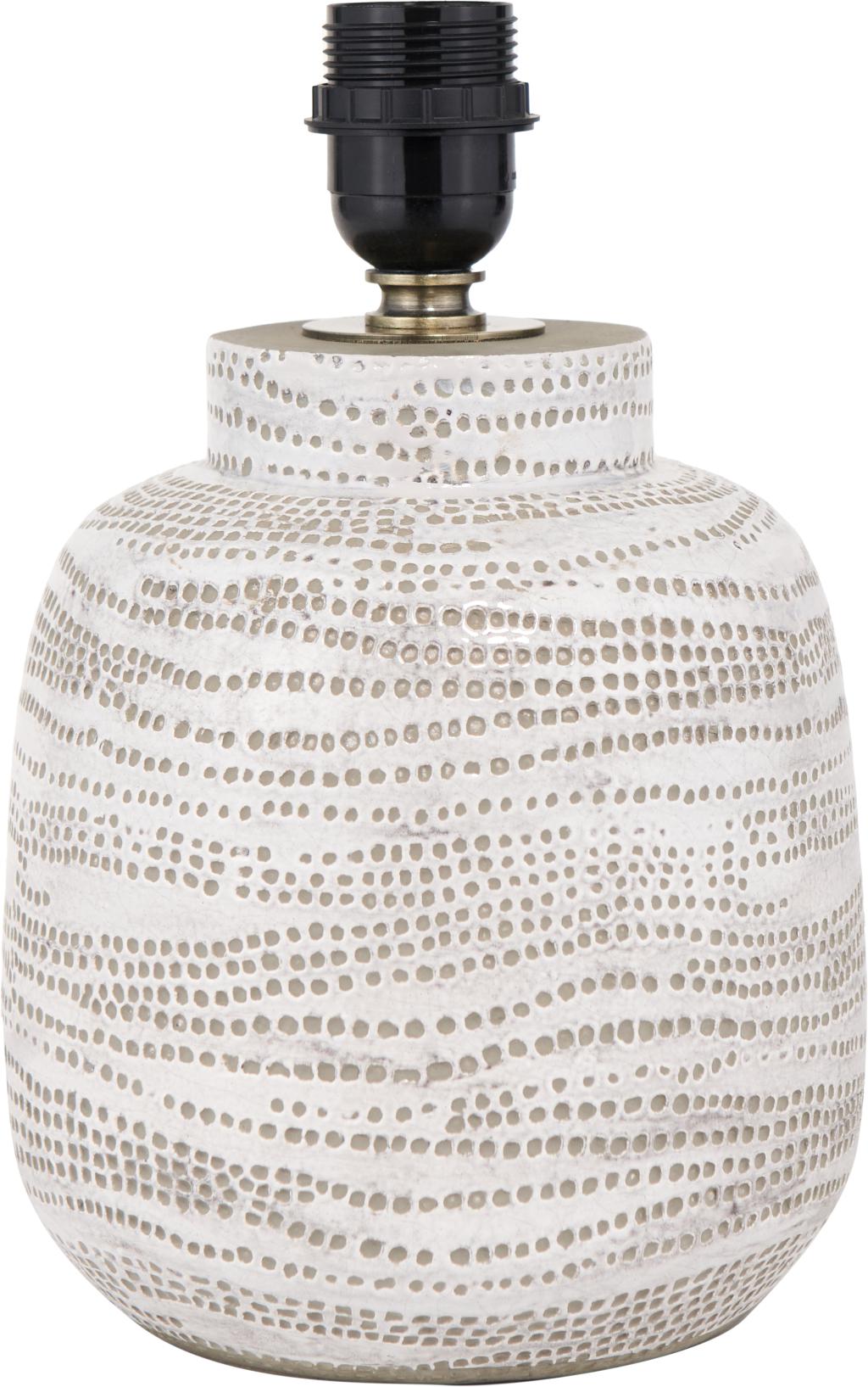 Alina White Dot Design Small Stoneware Table Lamp Base – Modern Rattan Ltd