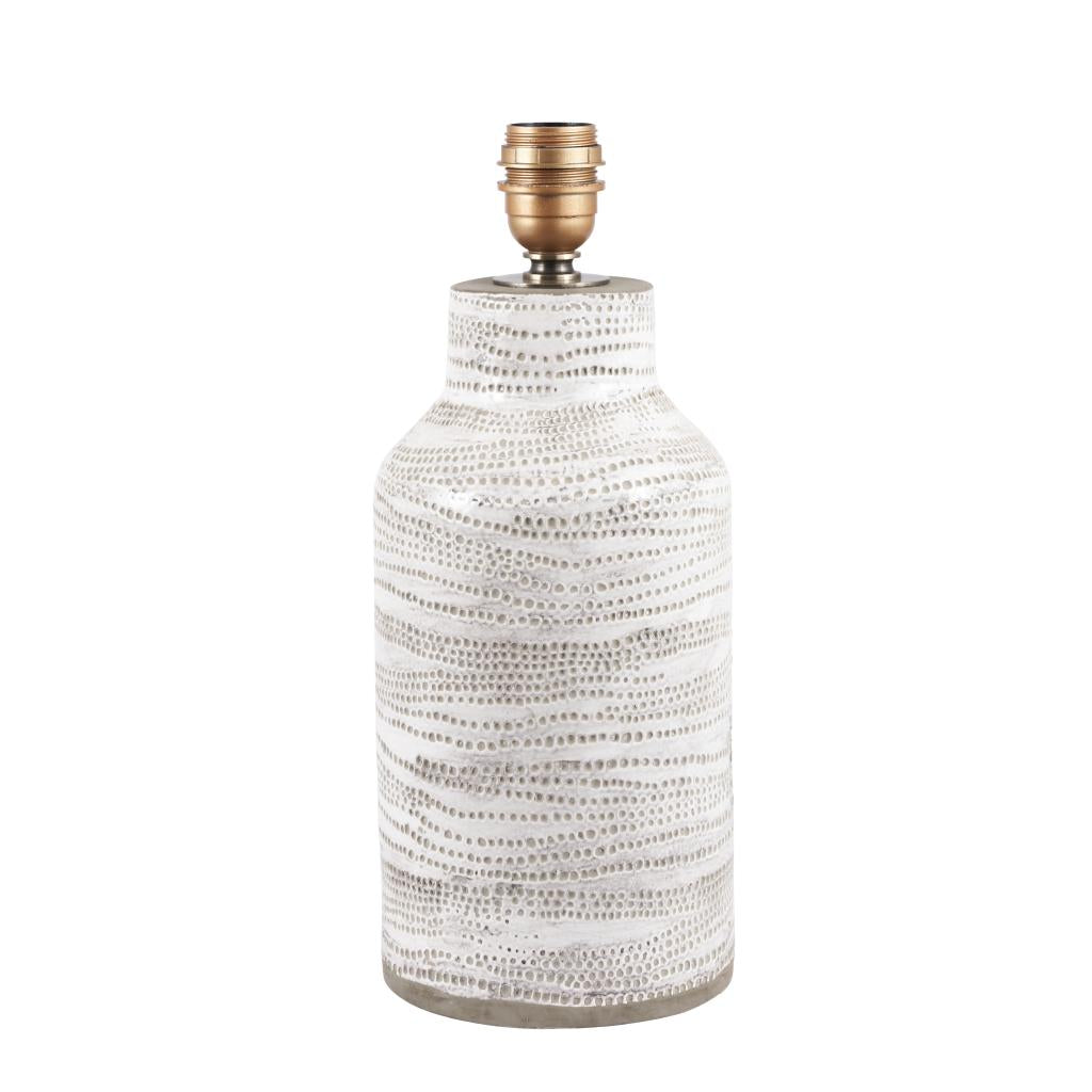 Alina White Dot Design Stoneware Table Lamp Base – Modern Rattan Ltd