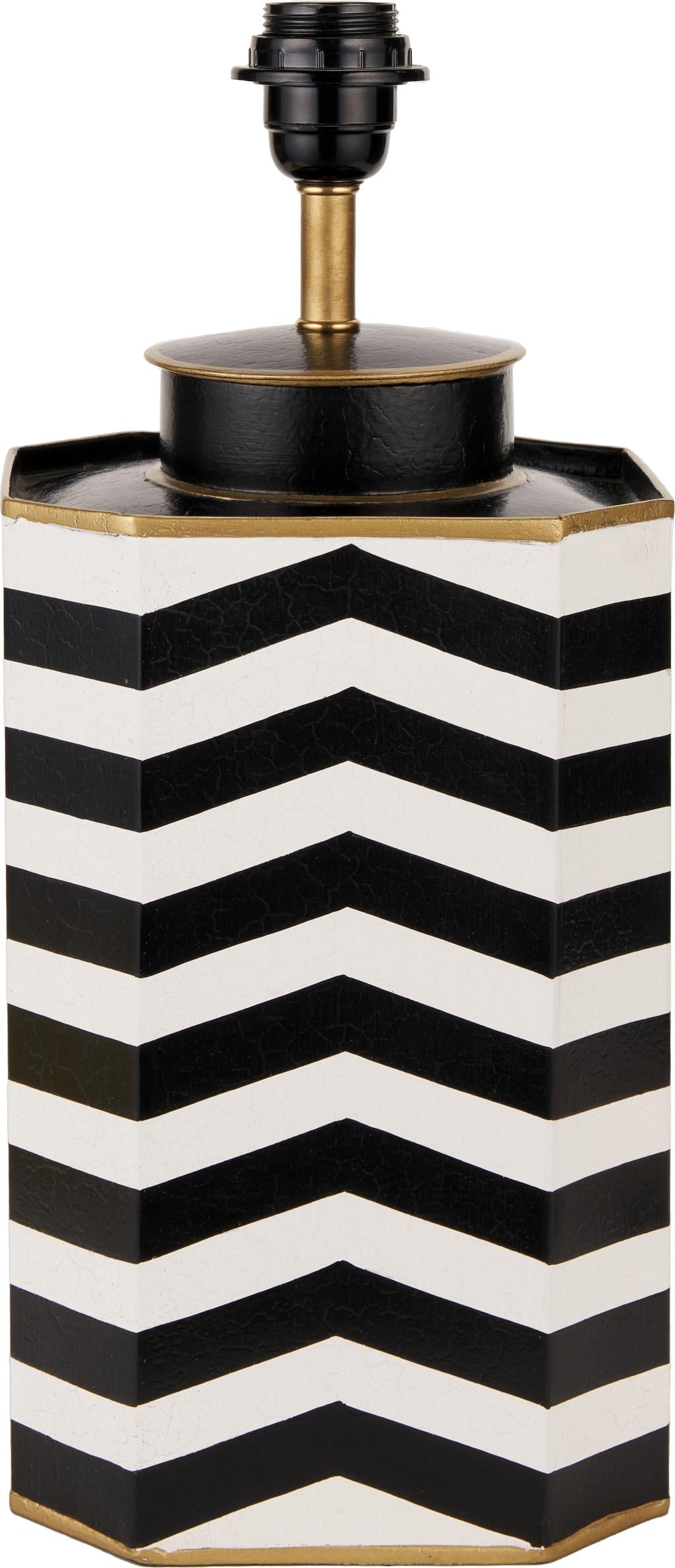 Oskar Black and White Chevron Hand Painted Metal Table Lamp Base ...