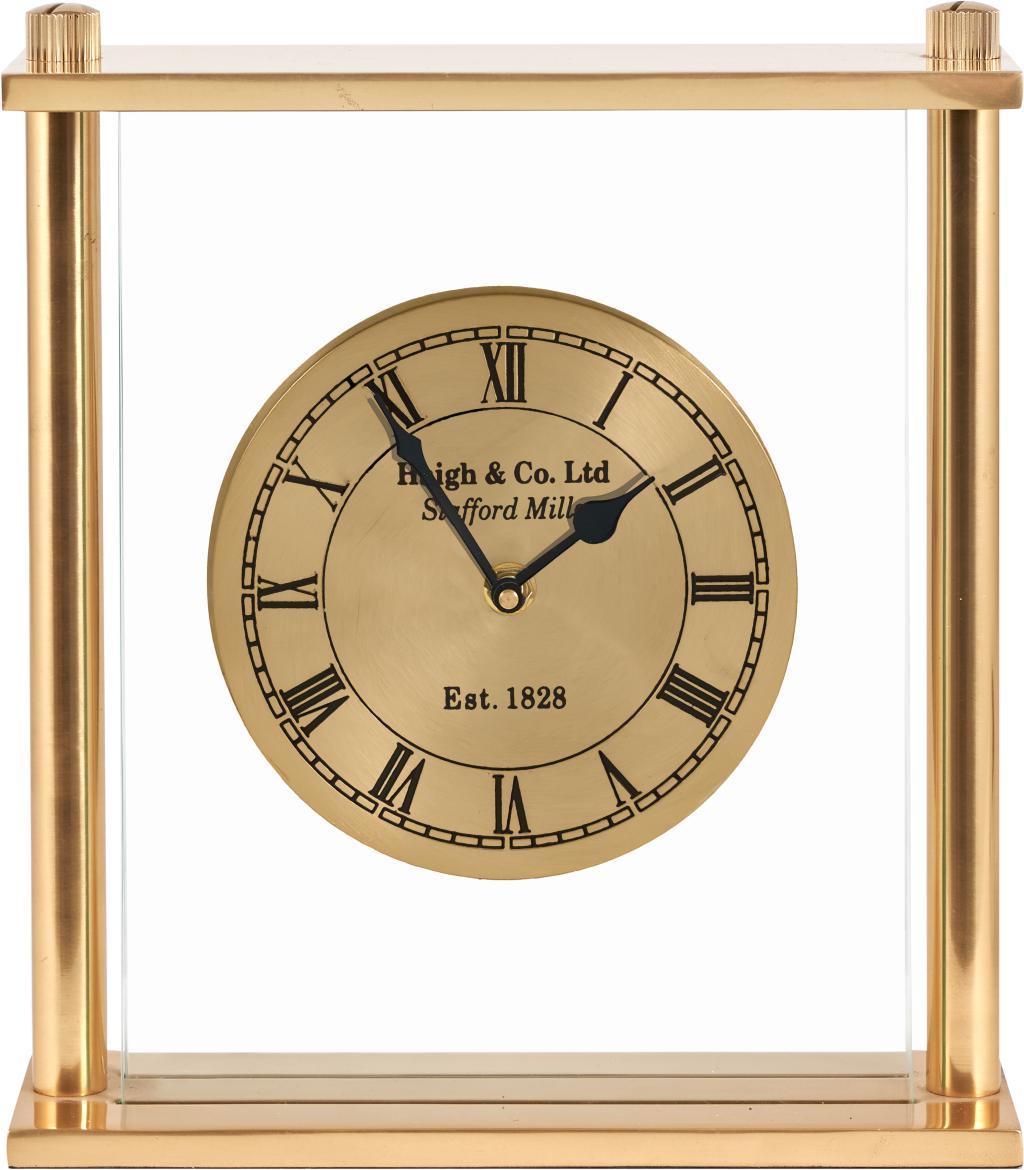 Gold Metal and Glass Floating Clock Face Square Table Clock – Modern ...