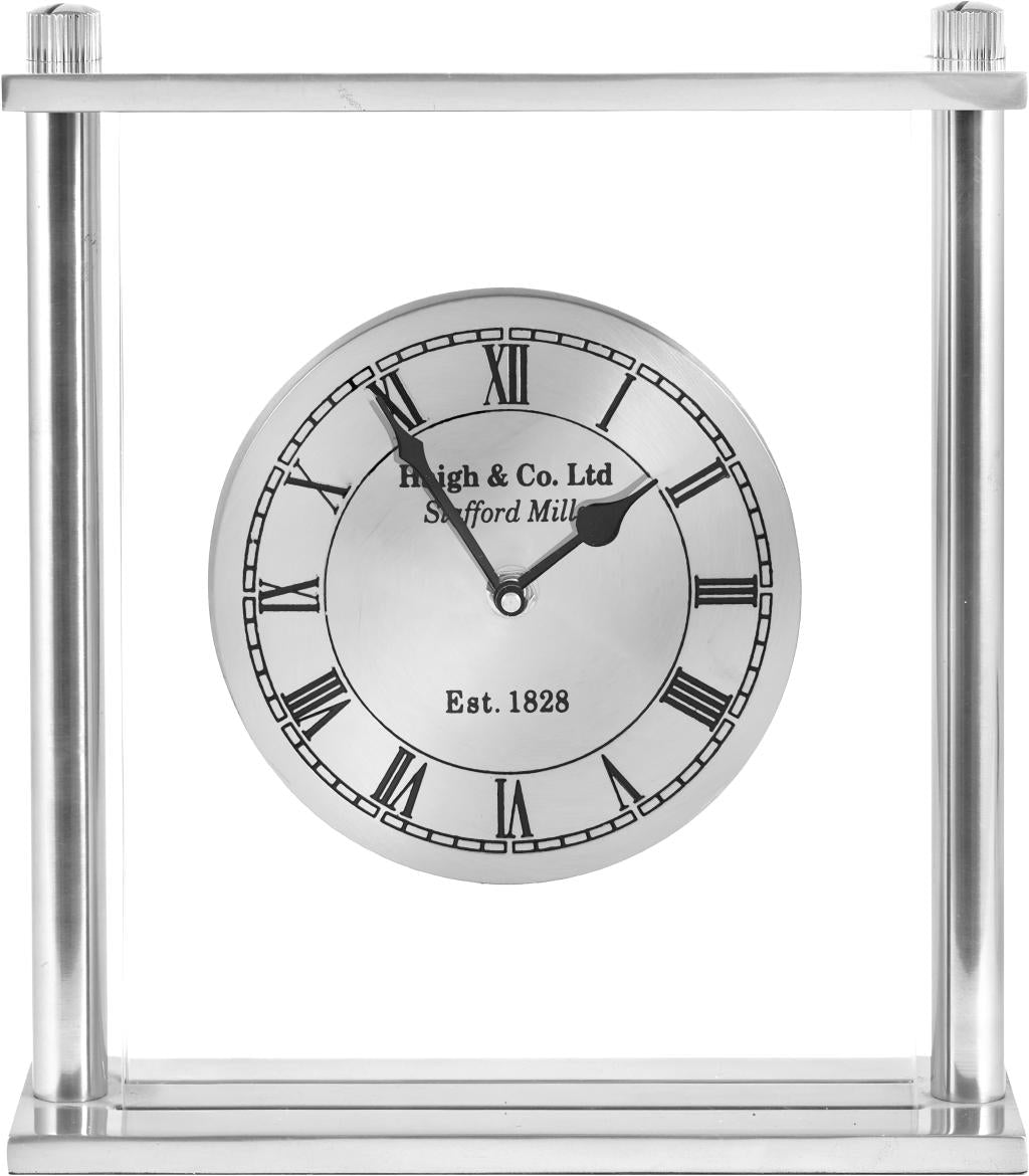 Silver Metal and Glass Floating Clock Face Square Table Clock – Modern ...