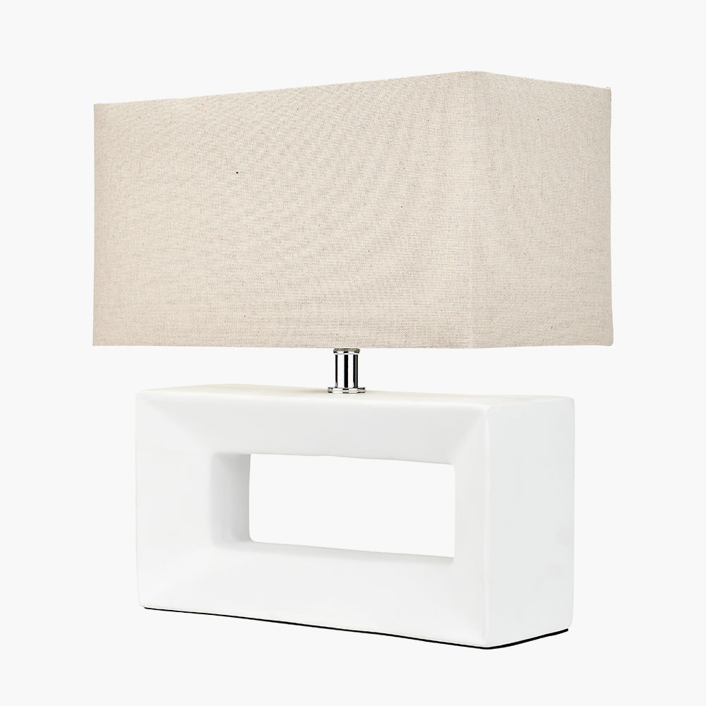 Block White Ceramic Rectangular Table Lamp – Modern Rattan Ltd