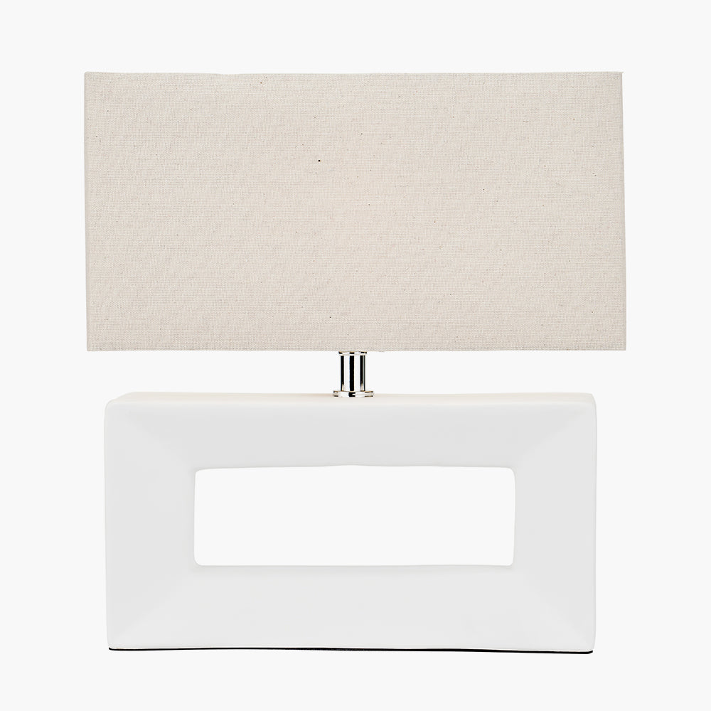 Block White Ceramic Rectangular Table Lamp – Modern Rattan Ltd
