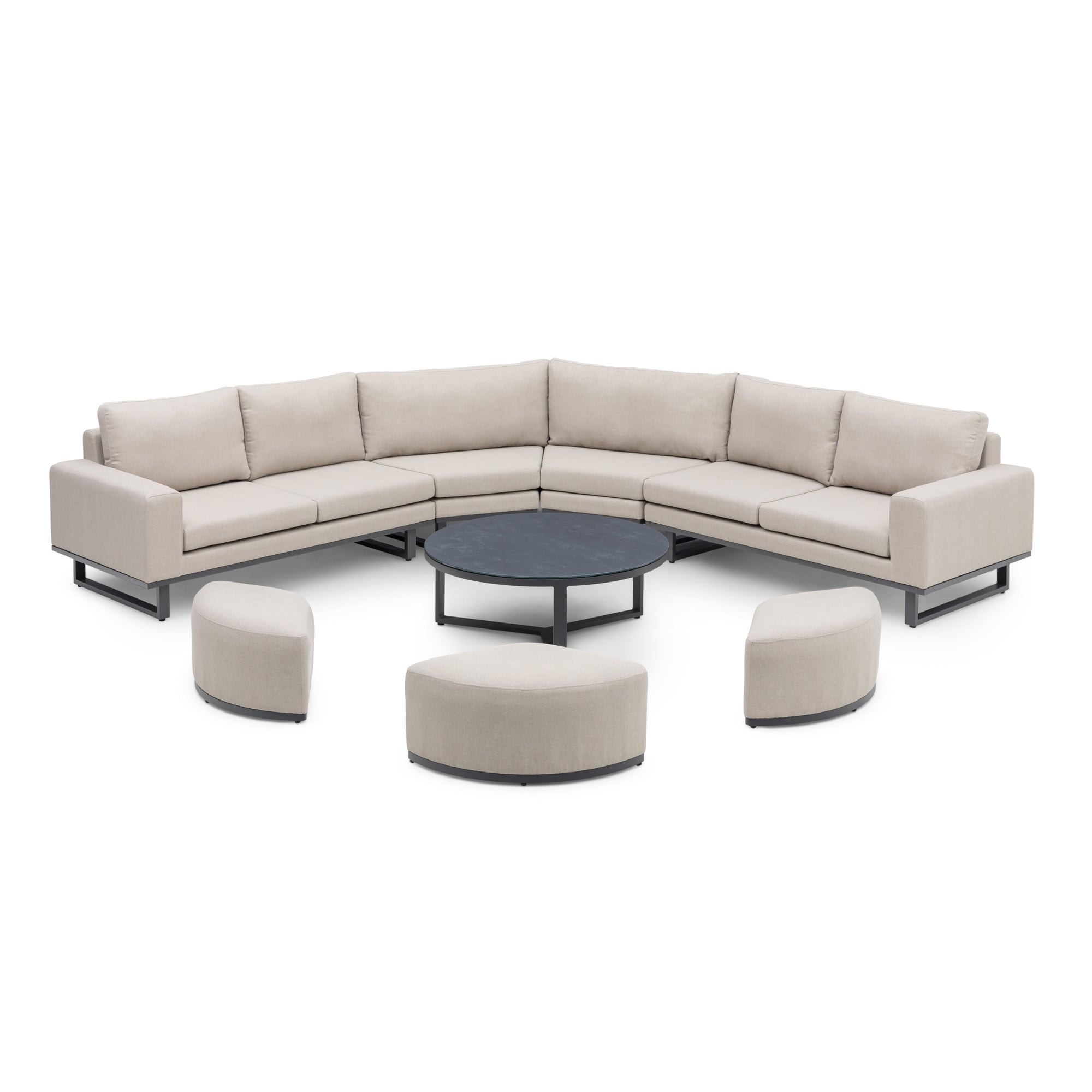 Maze - Outdoor Fabric Ethos Grande Corner Sofa Set with Round Coffee ...
