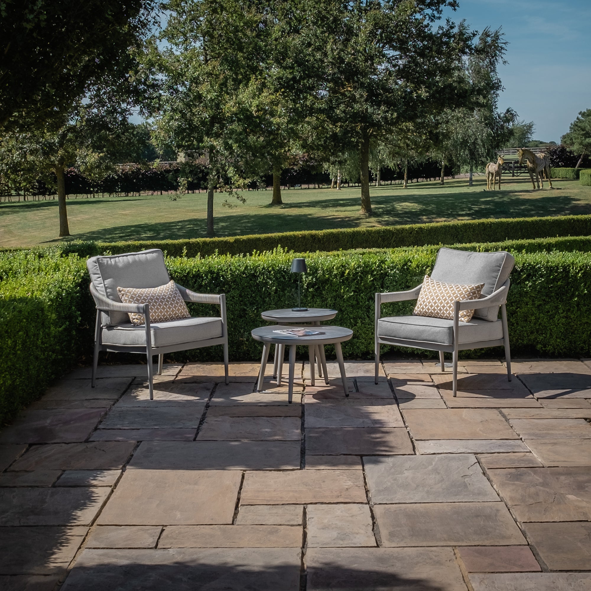 Maze - Florence Rope Weave Lounge Set with 2 Round Coffee Tables ...