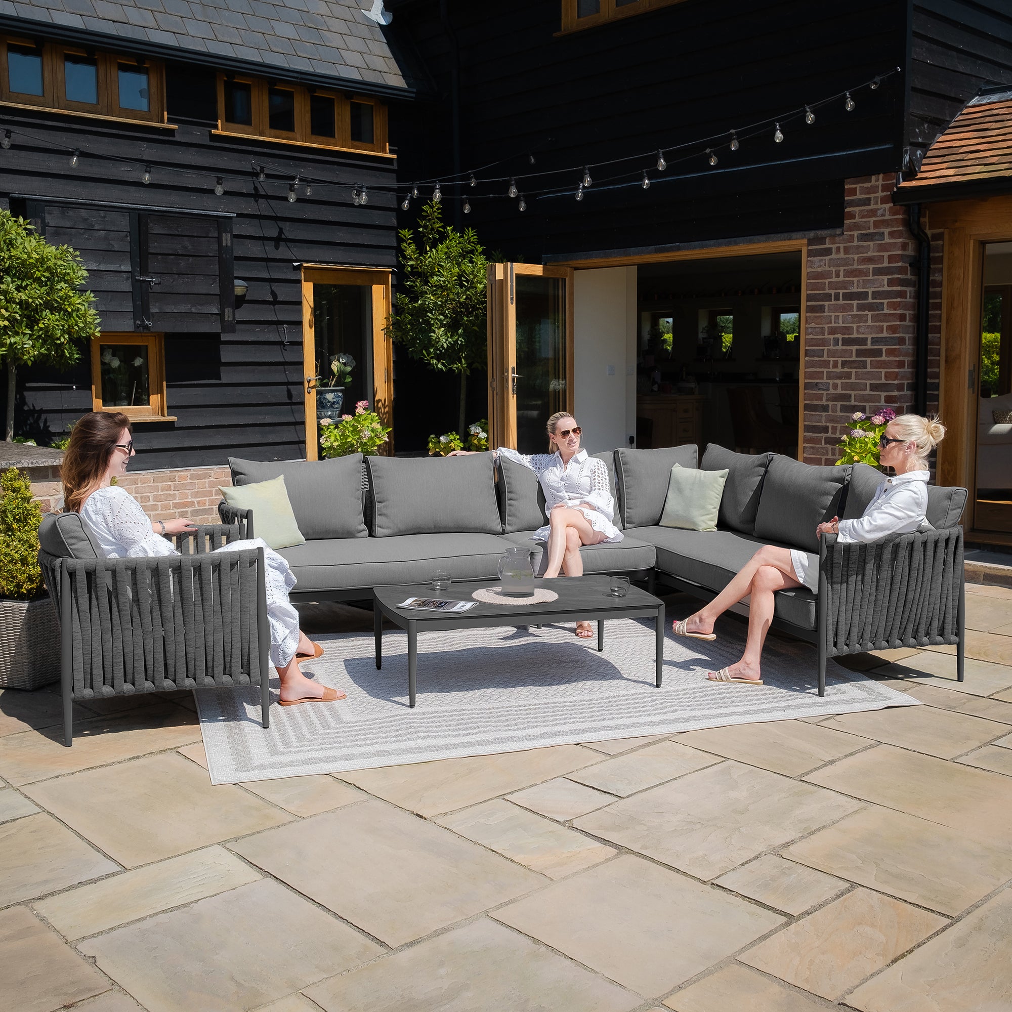 Maze - Milan Rope Weave Large Rectangular Corner with Coffee Table ...