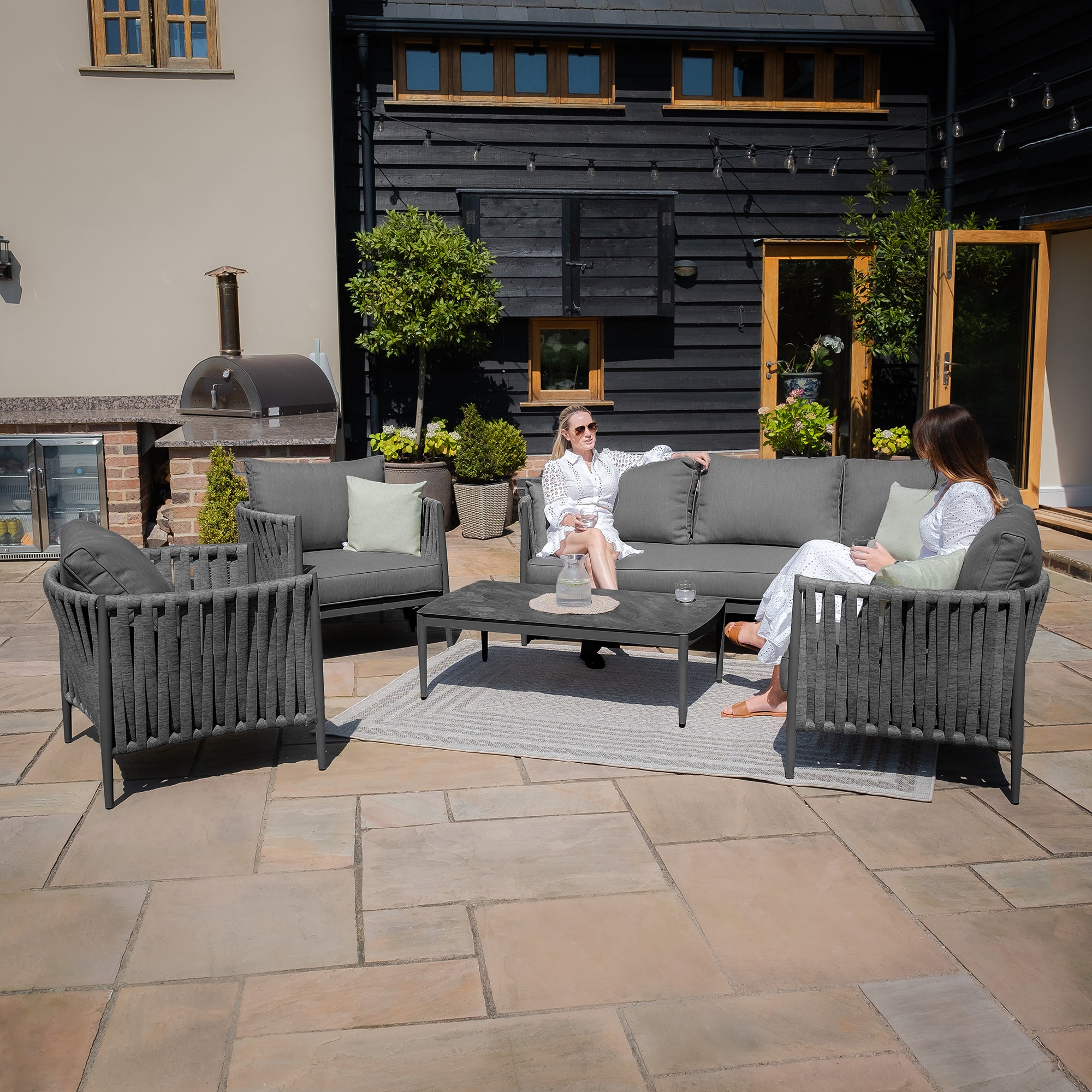 Maze - Milan Rope Weave Small Corner with Rectangular Coffee Table & 2 ...