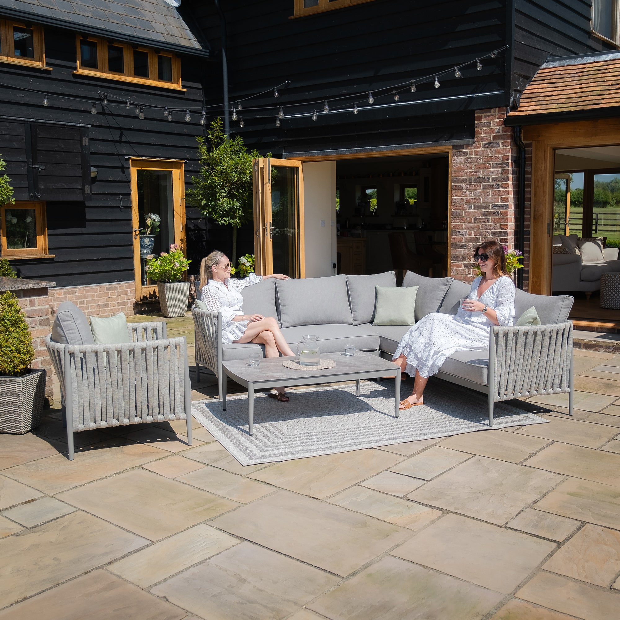 Maze - Milan Rope Weave Small Corner with Rectangular Coffee Table ...