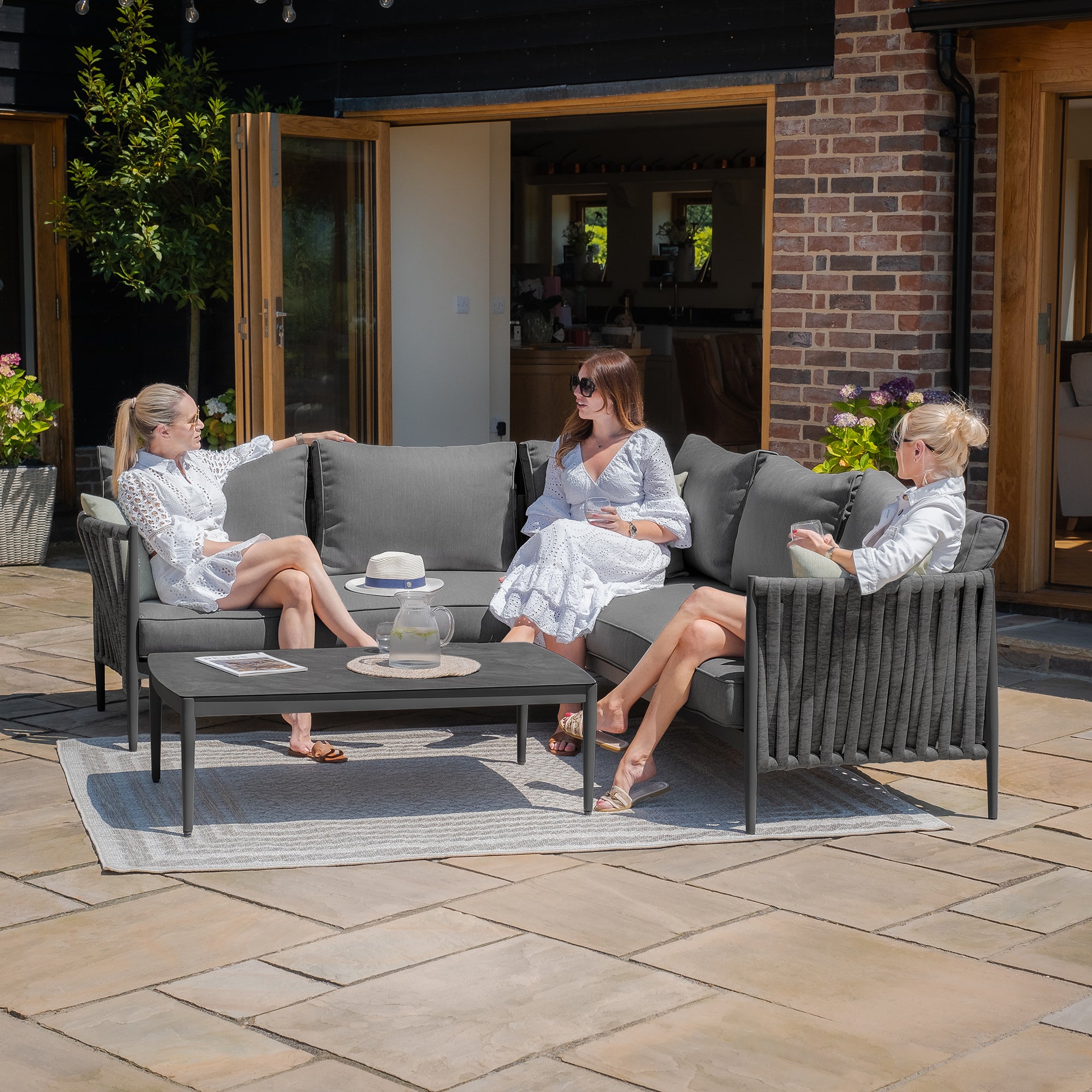 Maze - Milan Rope Weave Small Corner with Rectangular Coffee Table ...