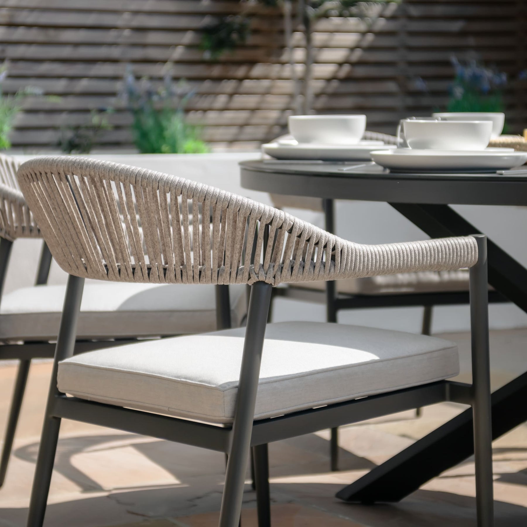 Roma 6 Seat Round Dining Set - Clay Stone Grey – Modern Rattan Ltd