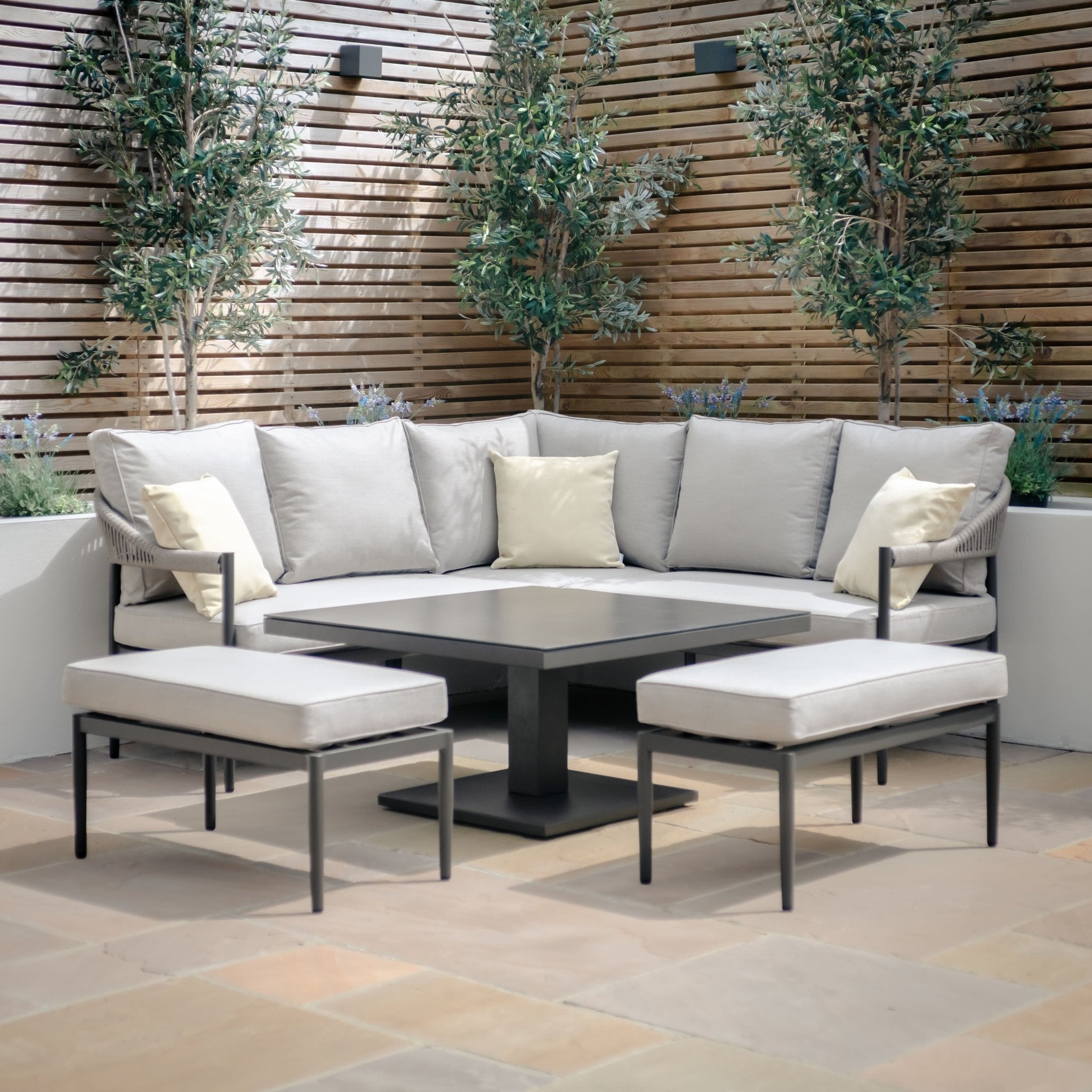 Roma Corner Dining Set - Clay Stone Grey – Modern Rattan Ltd