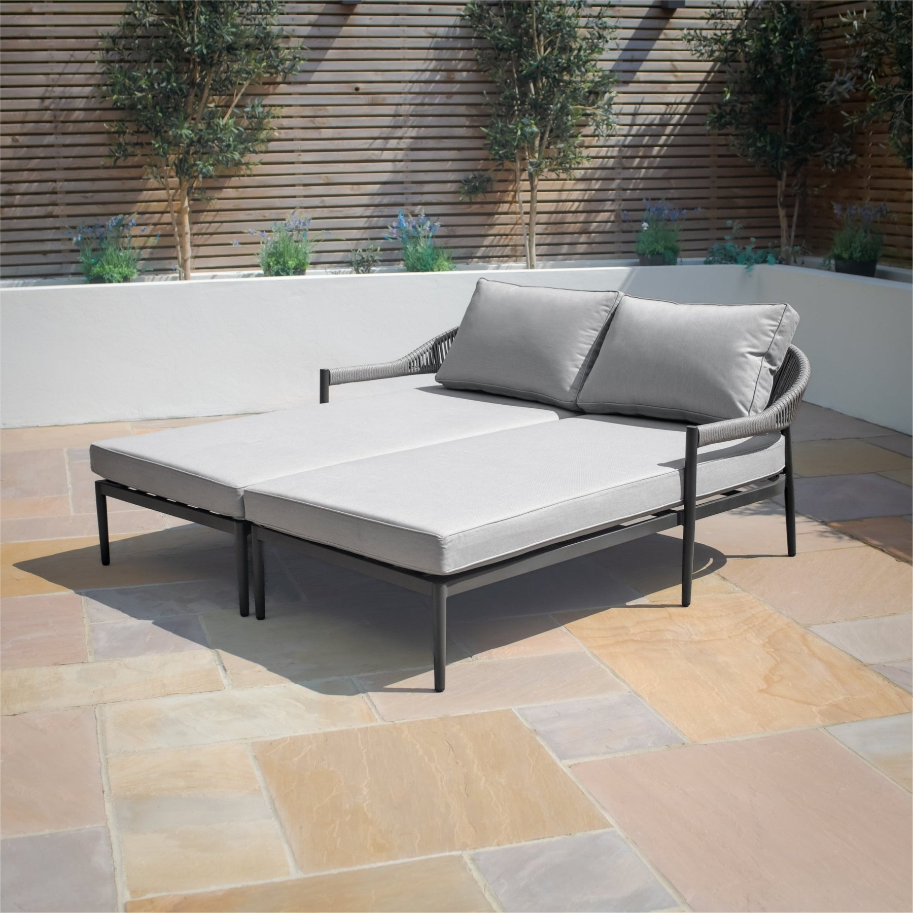 Roma Double Sunlounger Set - Clay Stone Grey – Modern Rattan Ltd