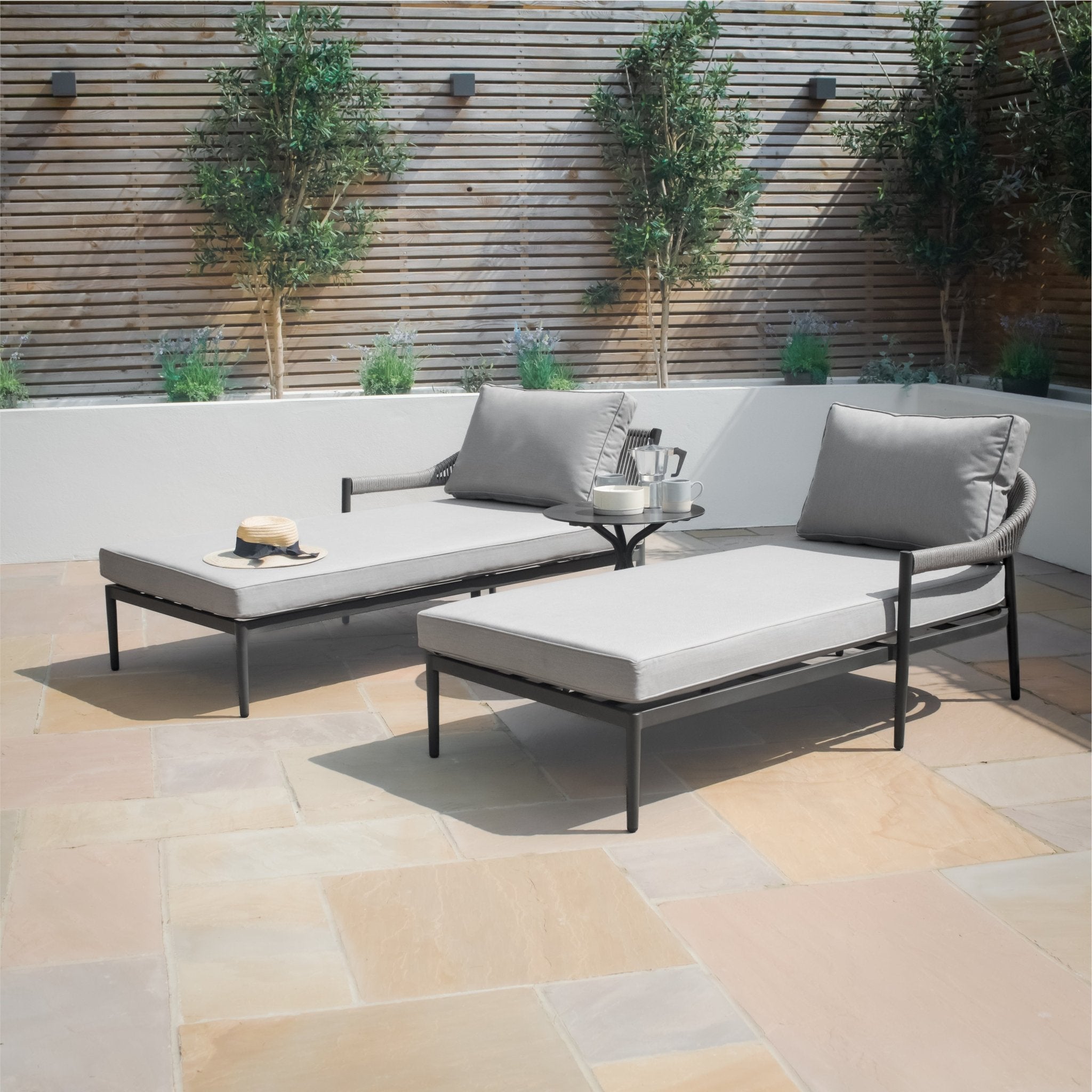 Roma Double Sunlounger Set - Clay Stone Grey – Modern Rattan Ltd