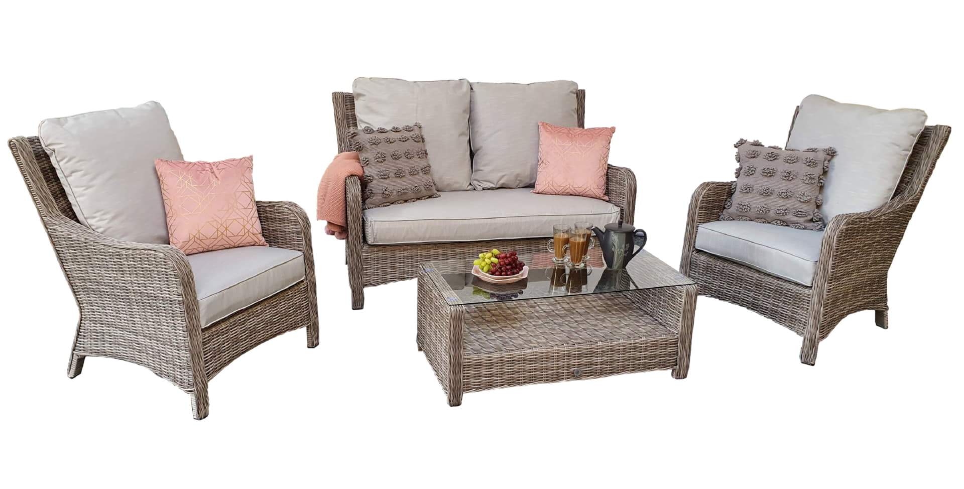 Alexander 2 Seater Rattan Sofa Set - ALEX0052 – Modern Rattan Ltd