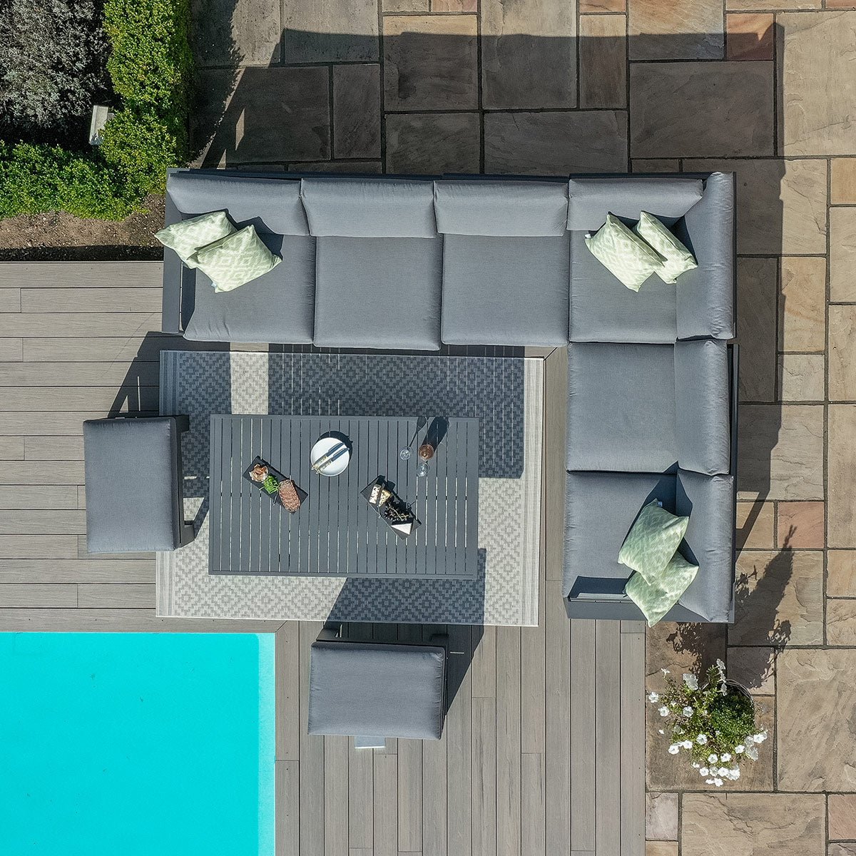 Maze - Amalfi Large Corner Dining Set with Rectangular Rising Table ...