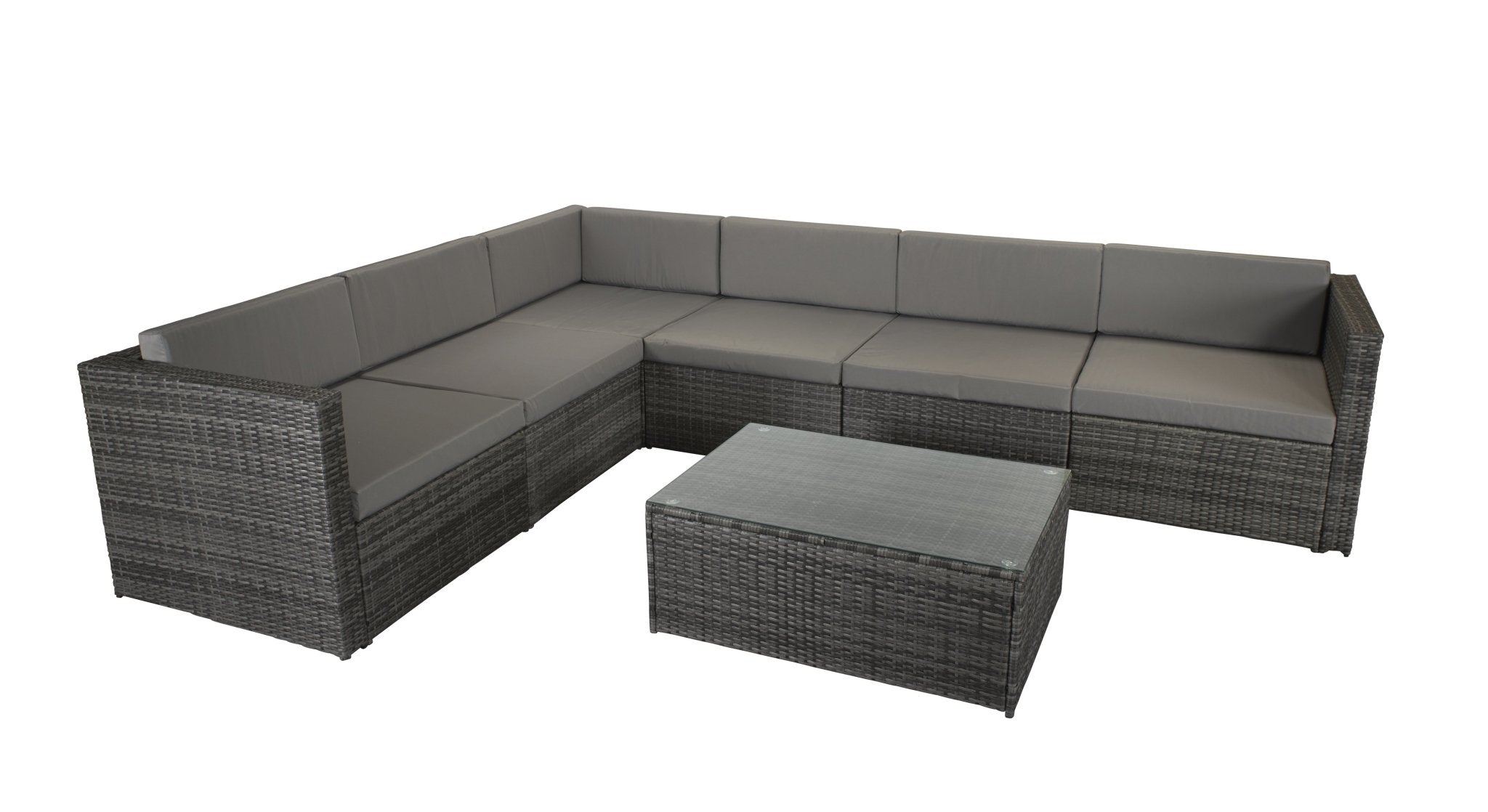 Evie Modular Rattan Sofa Set In Mixed Grey With Steel Frame - EVIE0287 ...