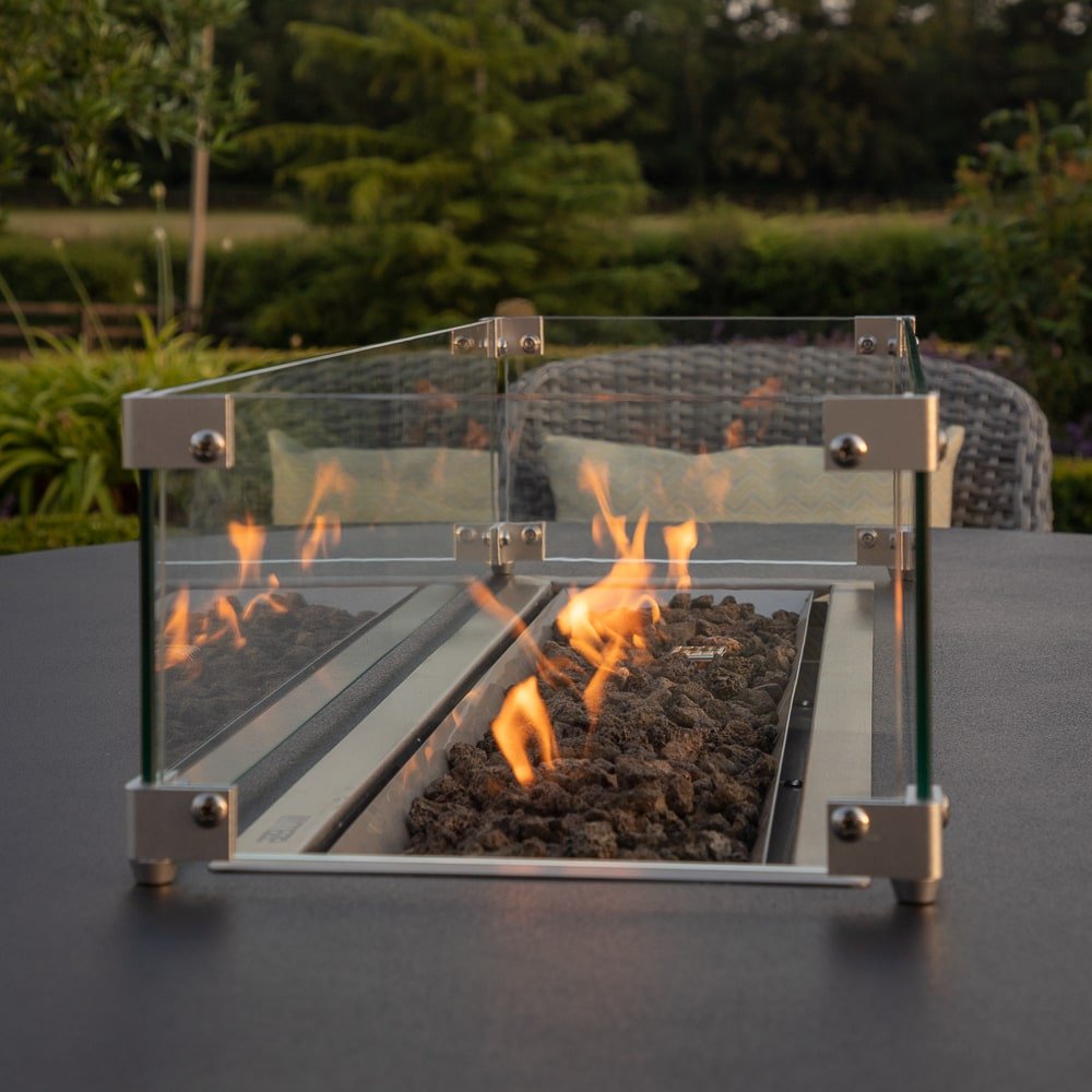 Maze - Santorini 6 Seat Oval Fire Pit Dining Set – Modern Rattan Ltd